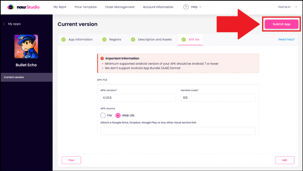 How to add an app to now Studio - now.gg Support