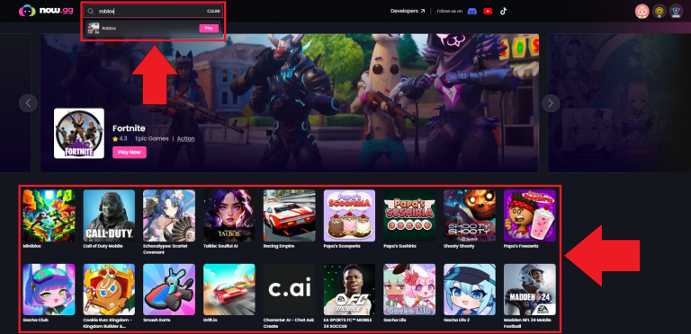 How to Search for Games on now.gg
