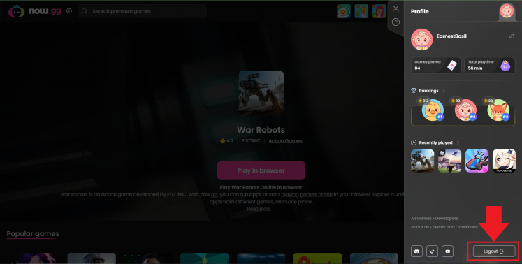 How to Switch Accounts on now.gg