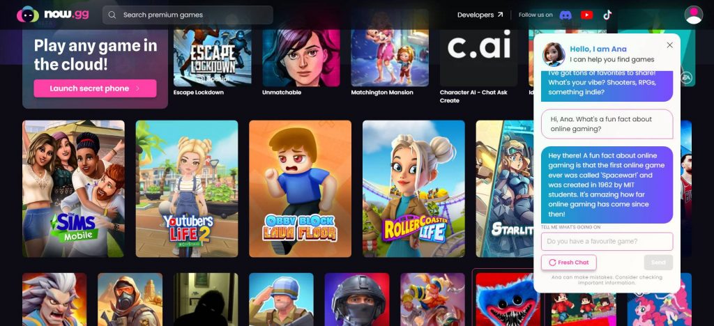 Meet Ana: Your Ultimate AI Gamer Friend on now.gg