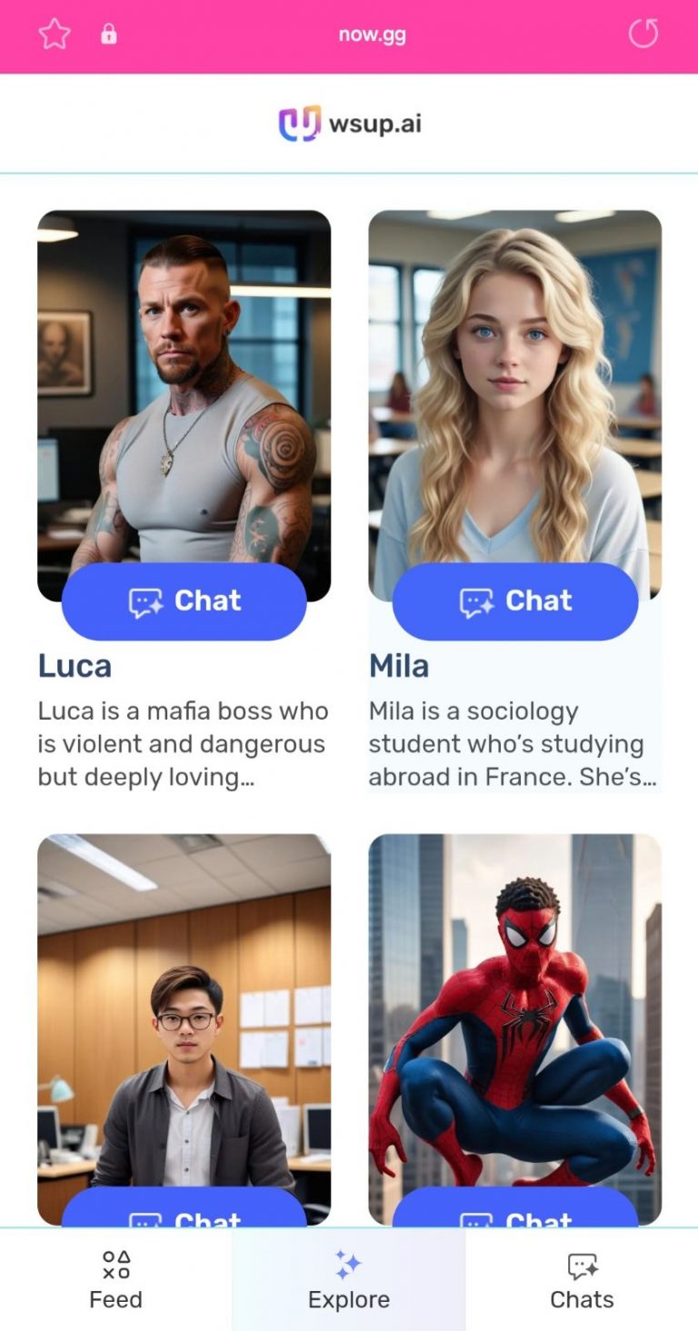 wsup.ai - Free AI Chatbot to Talk to AI Characters Online